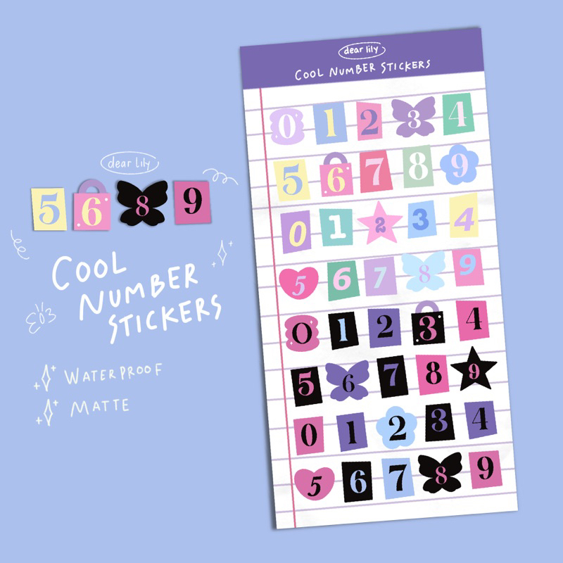 Jual Dear Lily - Cool Number Stickers / Stiker Angka Aesthetic Lucu ...