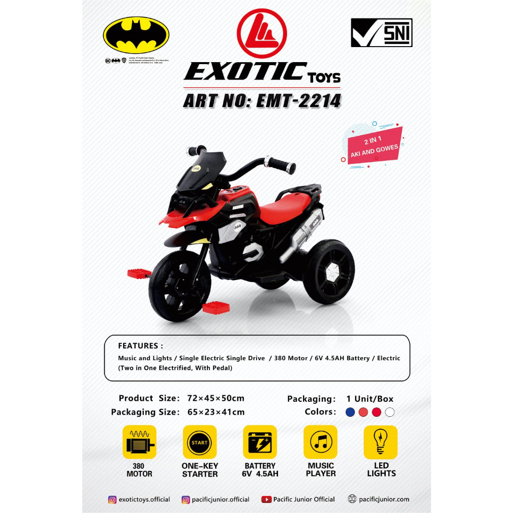 Jual Motor Aki dan Gowes (2 Fungsi) Merk Exotic EMT 2214 Dan EMT 2234 ...