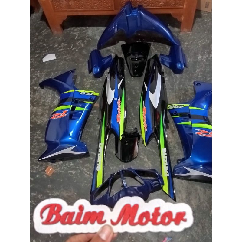Jual cover bodi set halus Satria hiu 2 tak hitam biru | Shopee Indonesia