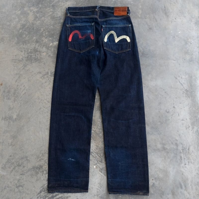 Jual Evisu Red & White Seagull Logo Selvedge Denim | Shopee Indonesia