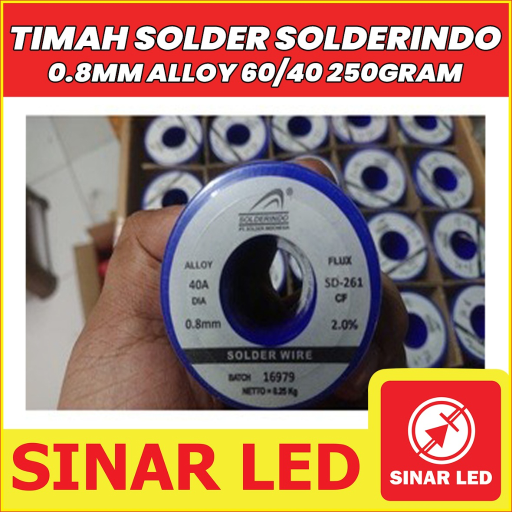 Jual TIMAH SOLDER SOLDERINDO 0.8MM ALLOY 60-40 250GRAM / SOLDER WIRE ...