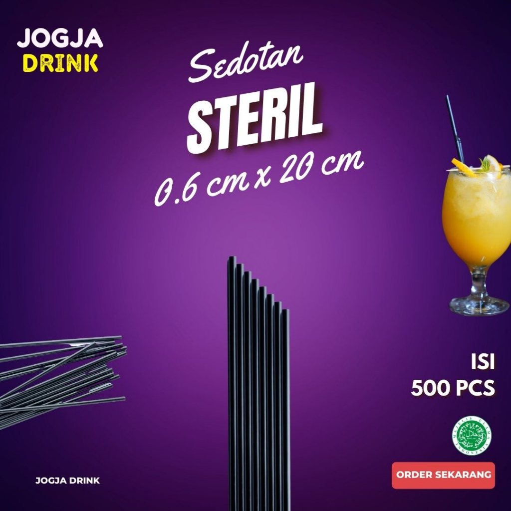 Jual Sedotan Hitam Runcing Plastik Steril 0.6 cm x 20 cm Isi 250 pcs ...