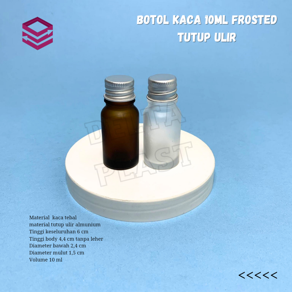 Jual Botol kaca 10ml frosted tutup ulir almunium / Botol ulir 10ml ...