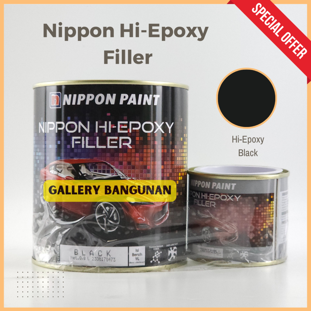 Jual Nippon Hi Epoxy Filler Base Black + Hardener Cat Dasar Anti Karat ...