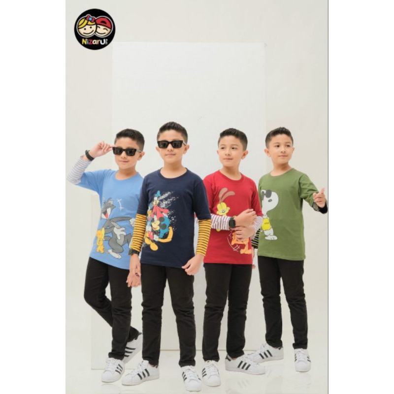 Jual 6-14T Jasson T-Shirt by Nizaru / Kaos Lengan Panjang Anak Cowok / Long Slevee Stripe ...