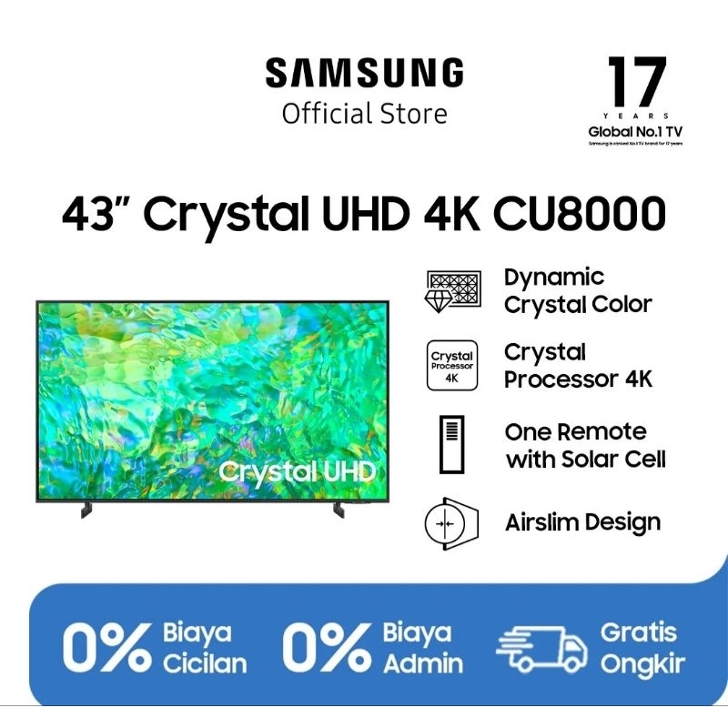 Jual SAMSUNG 43CU8000 LED TV 43 inch Smart Crystal 4K UHD TV UA43CU8000KXXD | Shopee Indonesia