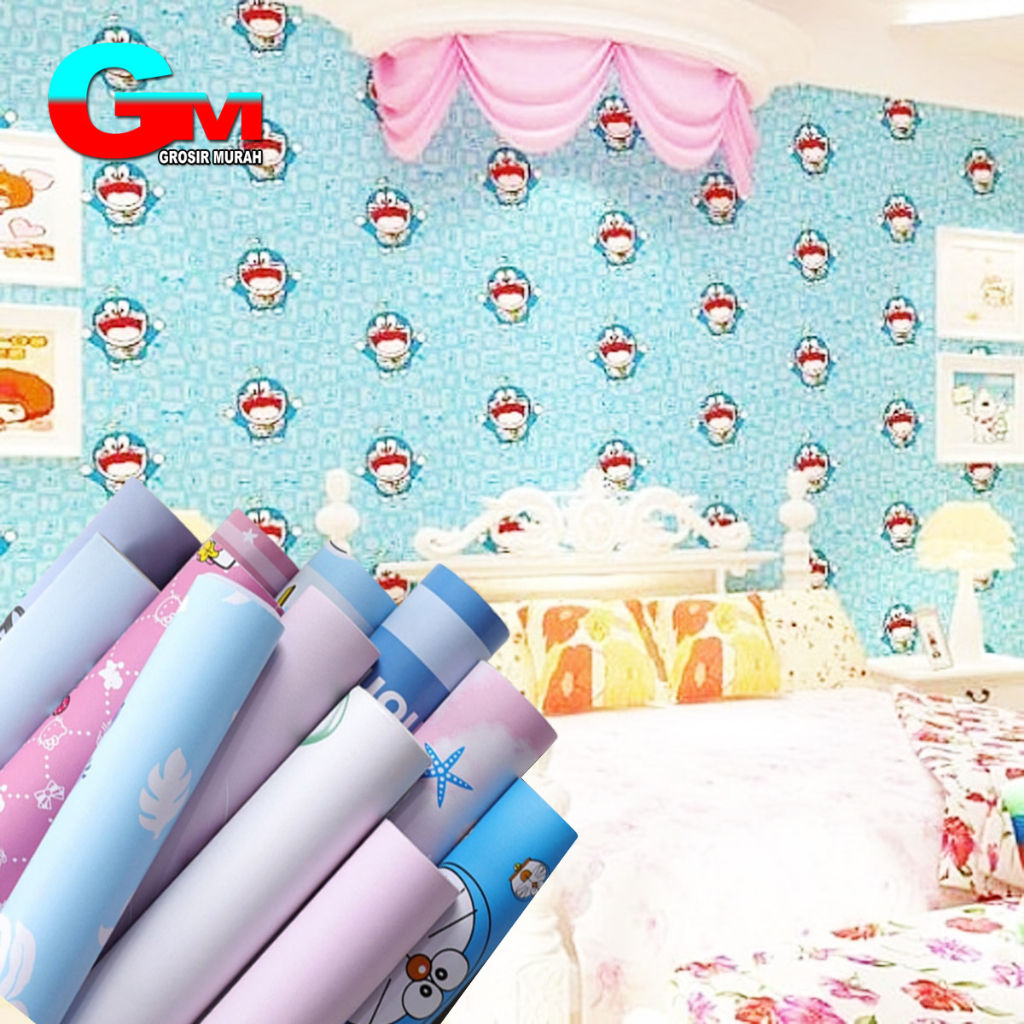 Jual Wallpaper Dinding Karakter Doraemon 45Cm x 8M / Wallpaper Dinding Dekorasi Karakter ...
