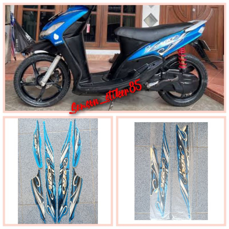 Jual stiker striping motor Yamaha Mio Smile 2010 Biru lis bodi standar ...