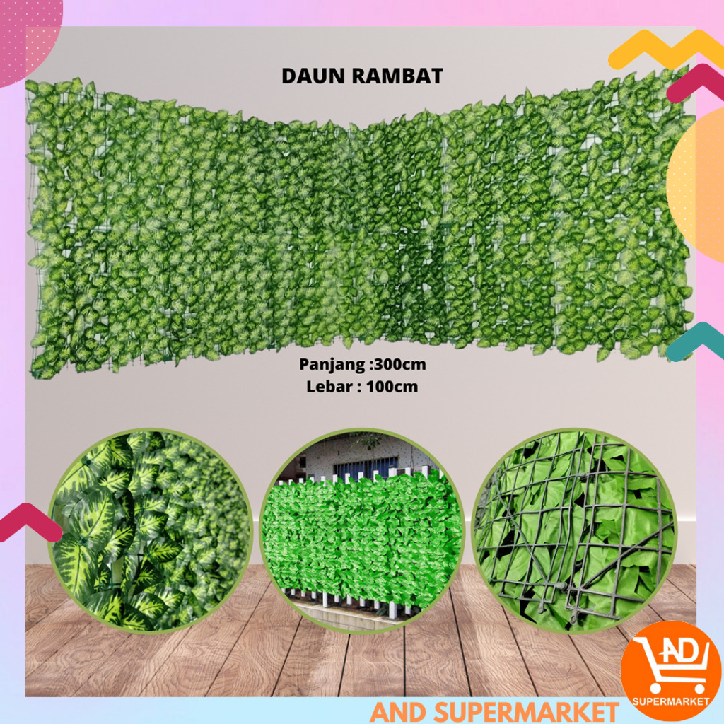 Jual Daun Rambat Hias Dekorasi Dinding Pagar Rumah 100 CM X 300 CM Daun ...