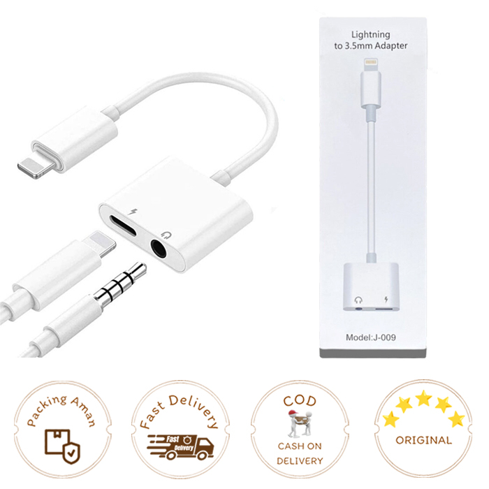 Jual Spliter Lightning to Jack 3.5 mm 2in1 Plug and Play Music J-009 ...