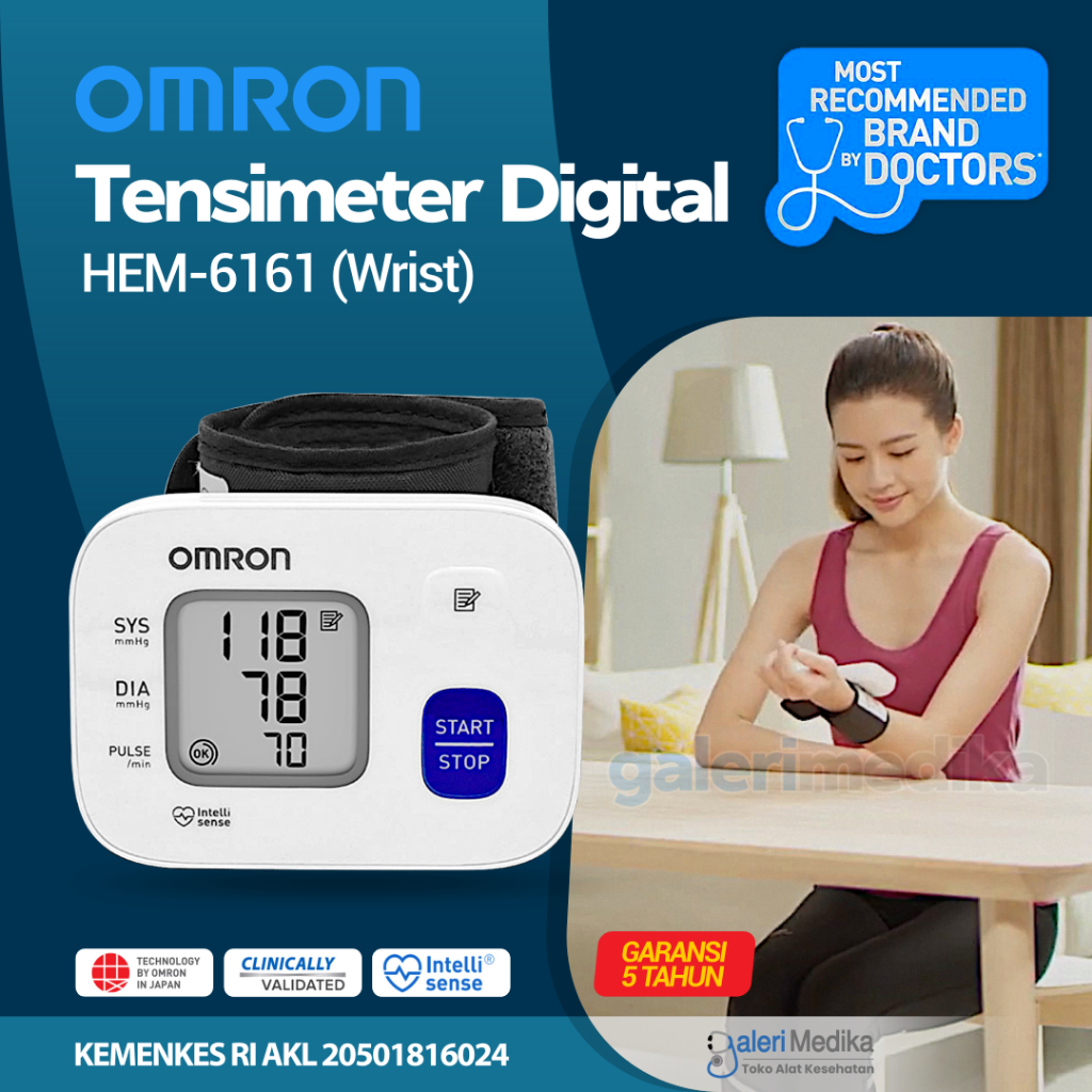 Jual Tensimeter Digital Pergelangan Tangan Omron HEM-6161 / HEM6161 ...