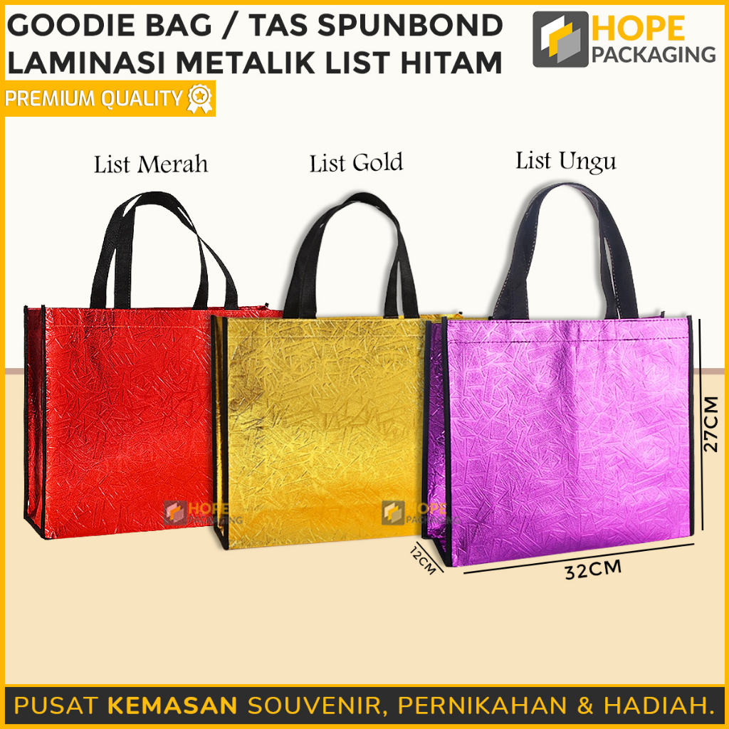 Jual Goodie Bag Laminasi Metalik Glossy SIZE M dan L / Tas Spunbond ...