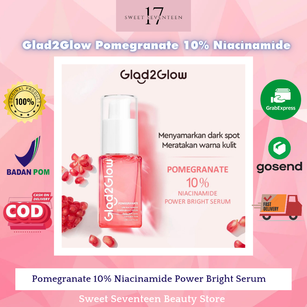 Jual Glad2glow Pomegranate 10 Niacinamide Power Bright Serum 17ml