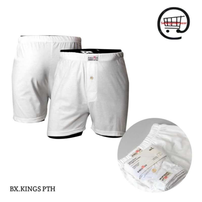 Jual KINGSMAN Celana Boxer Longgar Pria PUTIH M-L-XL Isi 1Pcs | Shopee ...