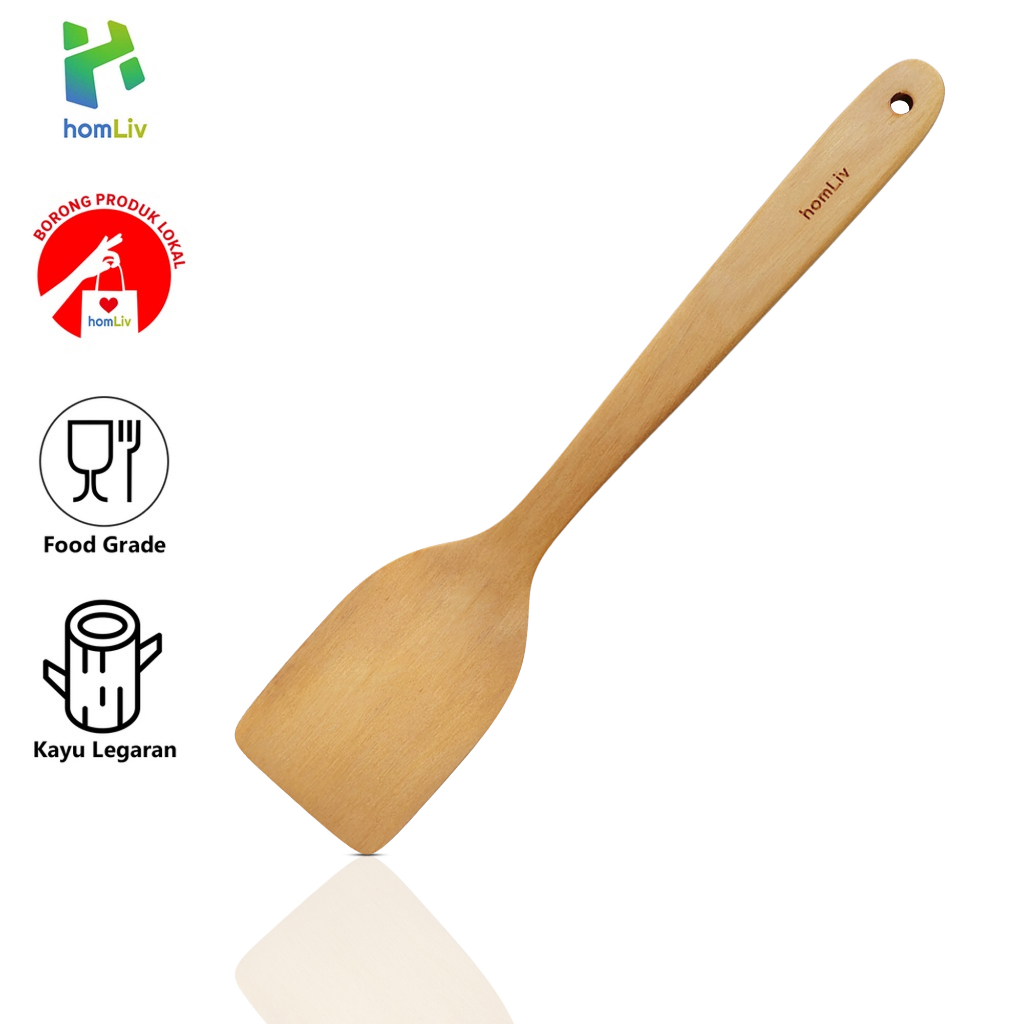 Jual Tchome HomLiv Sutil Kayu Legaran Foodgrade Wooden Cooking Spatula ...