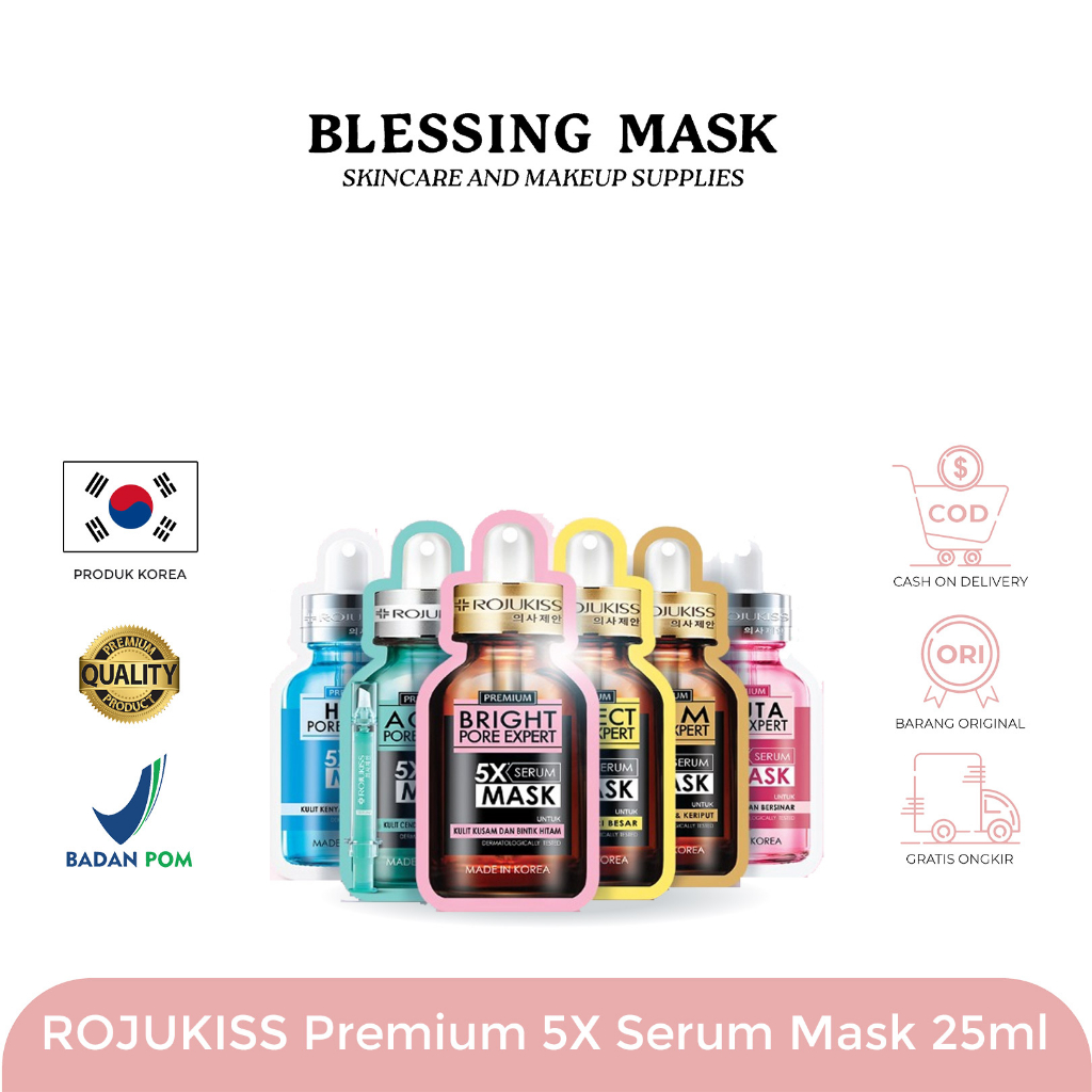 Jual ROJUKISS Premium 5X Serum Mask 25ml | Sheet Mask | KOREAN MASKER ...