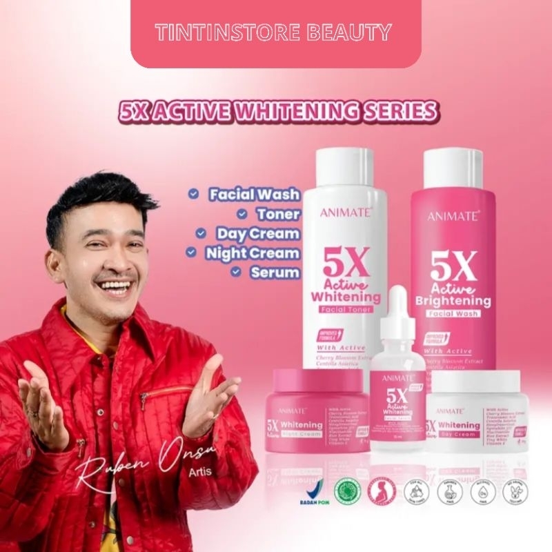 Jual ANIMATE 5X ACTIVE WHITENING SERIES 5IN1 / PAKET SKINCARE WAJAH ...