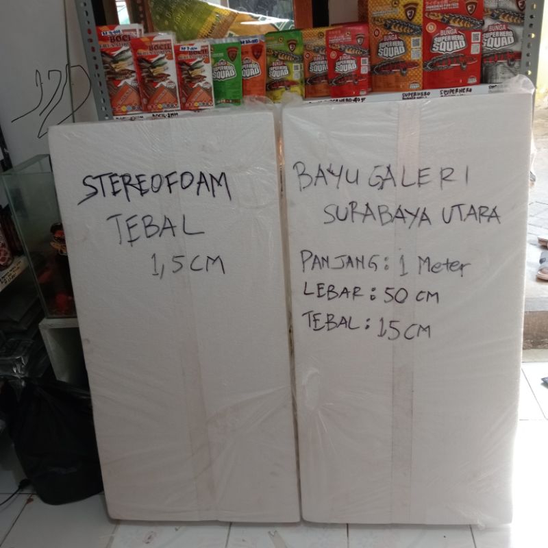 Jual Sterofoam / Stereofoam / Gabus Tebal 1,5 cm dan 2 cm uk. 1M x 50Cm ...