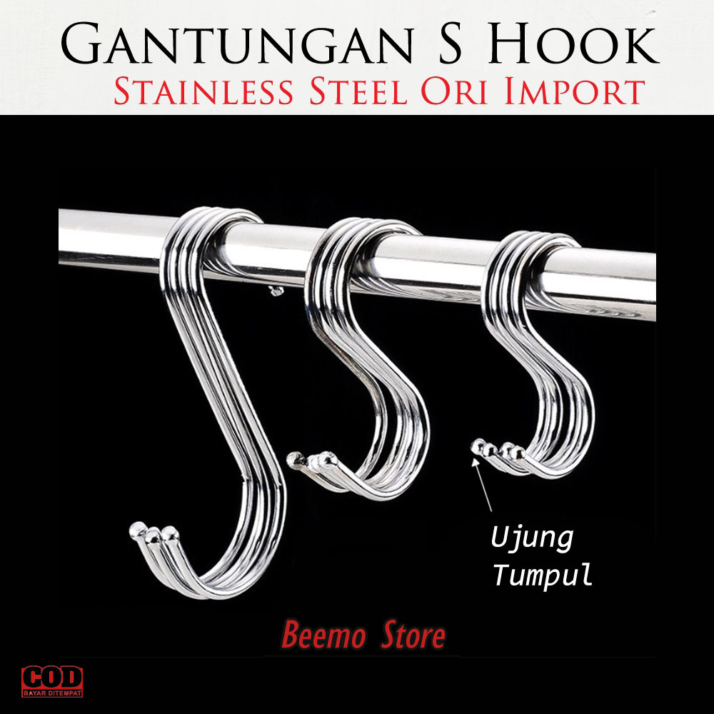 Jual Gantungan S Serbaguna /S-HOOK/STAINLESS STEEL Cantolan S Kawat ...