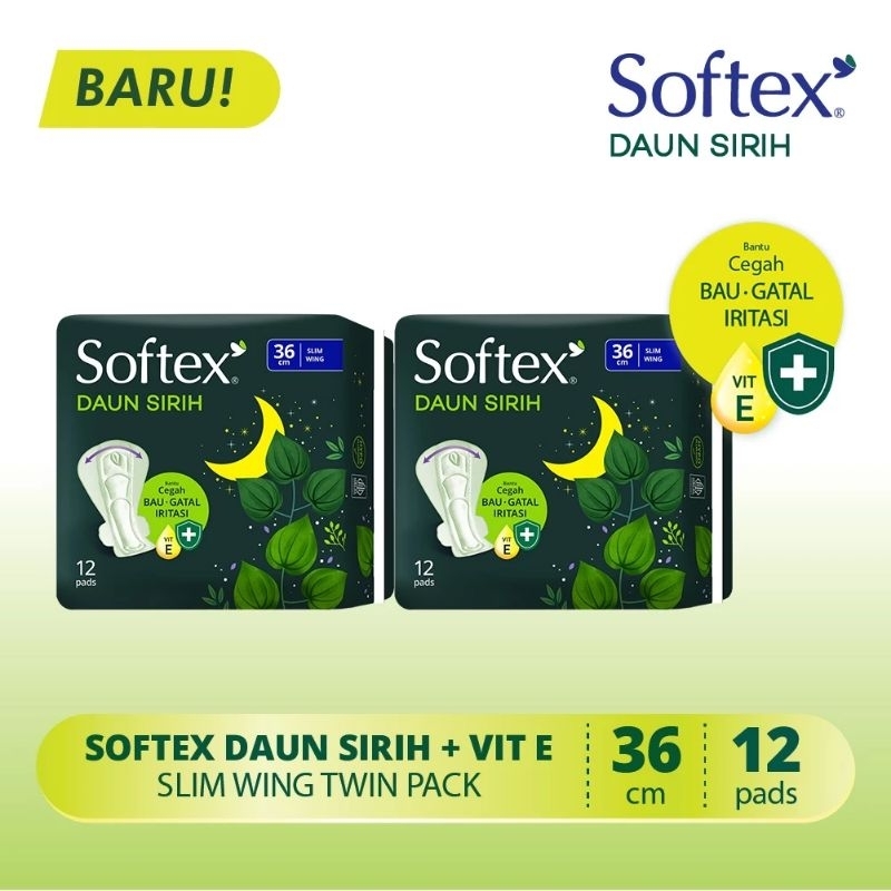 Jual Softex daun sirih + vitamin E pembalut 36cm isi 12 pads / pembalut ...