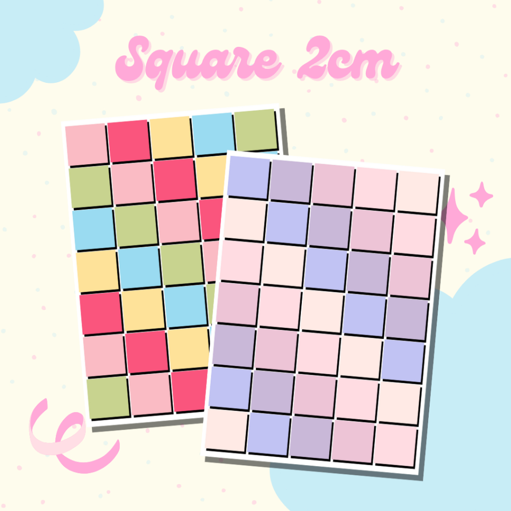 Jual Sticker stiker kotak warna warni 2cm / Sticker basic square ...