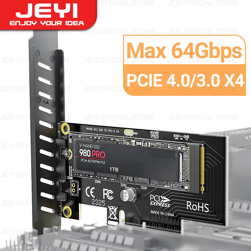 Jual JEYI M.2 NVME SSD to PCIe 4.0 3.0 SSD Adapter 64Gbps PCIe 4.0 X1 X4 X8 X16 Expansion Card ...