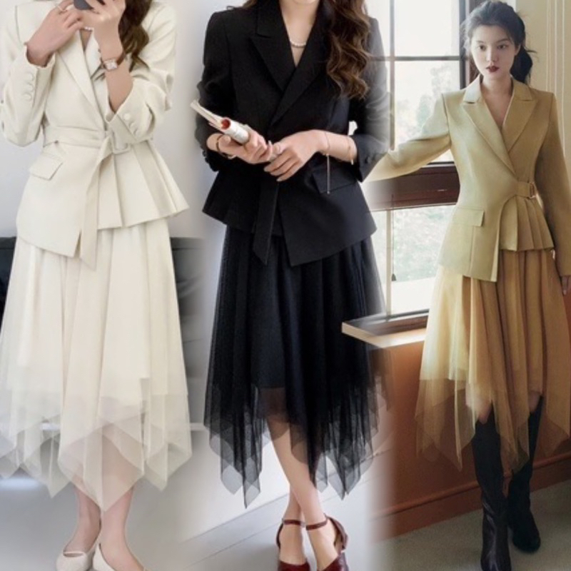 Jual Susana Id Suit Collar Formal Top Skirt Korean Style Su009 Shopee Indonesia