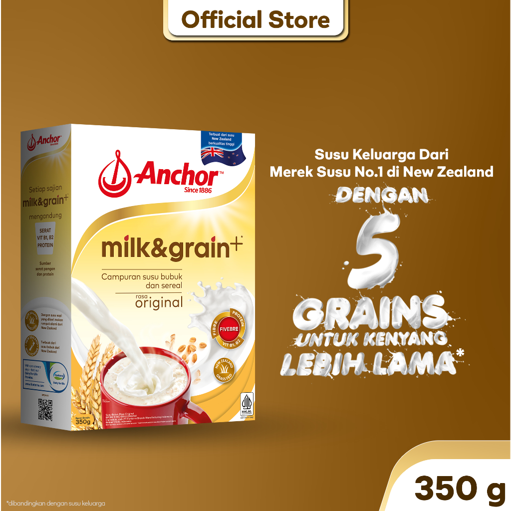 Jual Anchor Milk & Grain Susu Keluarga Original 350g - Susu Bubuk ...