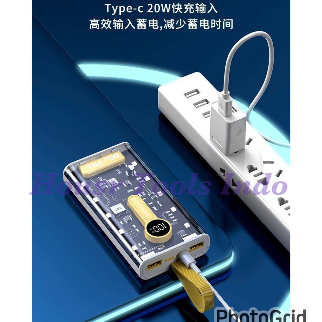 Jual POWERBANK TRANSPARAN 10000MAH POWER BANK SUPER FAST CHARGE 66W ...