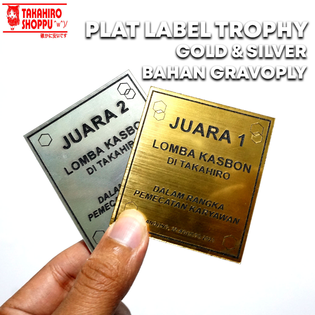 Jual PLAT LABEL GRAVOPLY GOLD & SILVER CUSTOM UNTUK TROPHY/PIALA ...