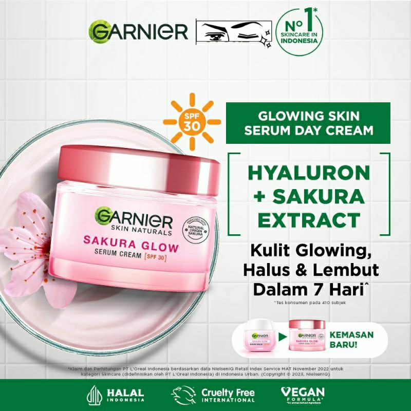 Jual Garnier Sakura Glow Hyaluron Serum Cream SPF 30 | Sleeping Mask ...