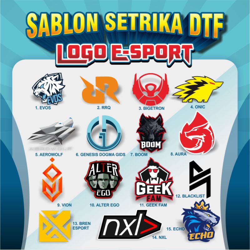 Jual sablon dtf, sablon setrika, logo esport gaming | Shopee Indonesia