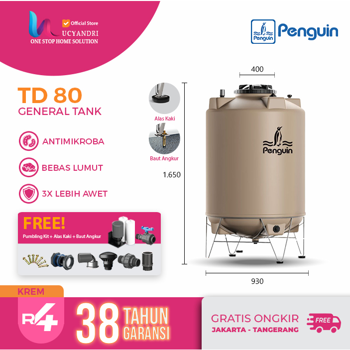 Jual Tangki Air Penguin TD 80 | Toren Air Penguin 800 Liter | Tangki ...