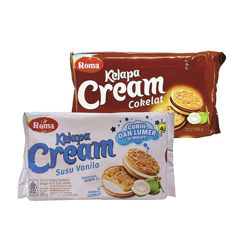 Jual Roma Kelapa Cream 180 gram - Biskuit Cream Susu Vanila, Cokelat ...