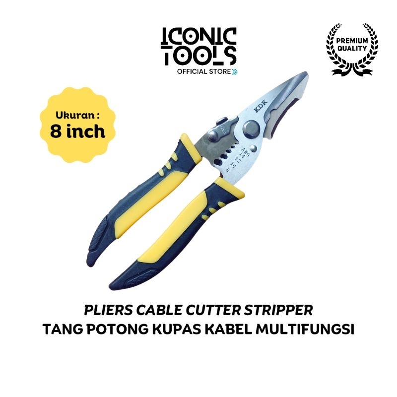 Jual Tang Potong Kupas Kabel Multifungsi 8 inch KDK / Pengupas Kabel ...
