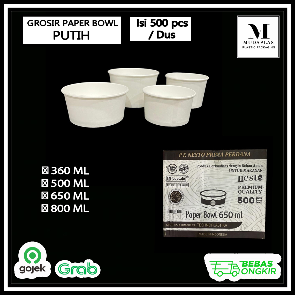 Jual PAPER BOWL 650 ML 800 ML GROSIR DUS 500 PCS TANPA TUTUP | Shopee ...