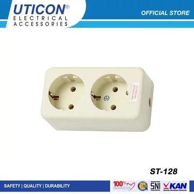 Jual Stop Kontak Arde 2 Lubang UTICON ST-128 / OutBow Socket ST128 | Shopee Indonesia