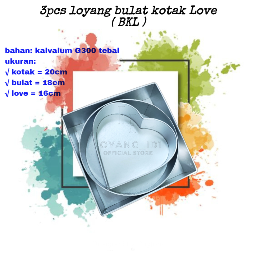Jual 3pcs loyang bulat kotak Love ( BKL ) 16cm 18cm 20cm | Shopee Indonesia
