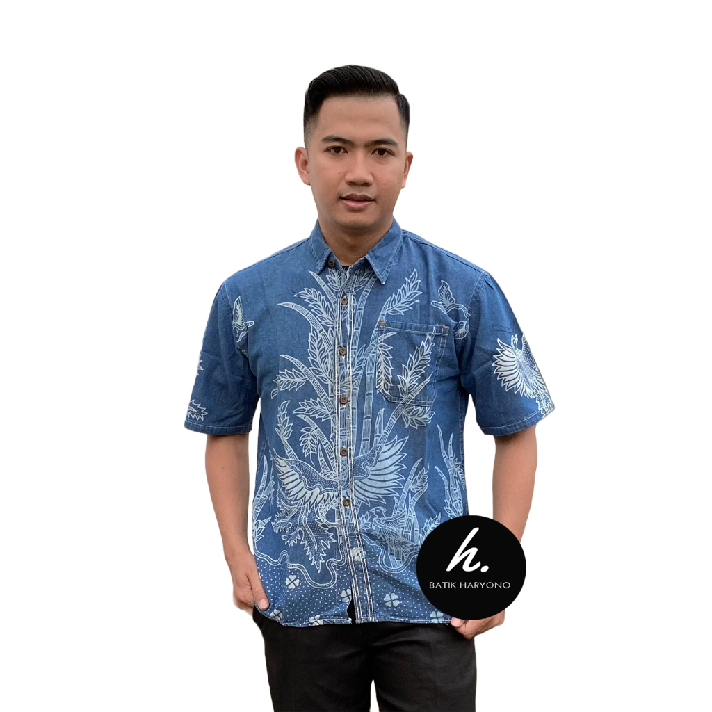Jual Baju Kemeja Denim Pria Dewasa Distro Lengan Pendek Motif Batik ...
