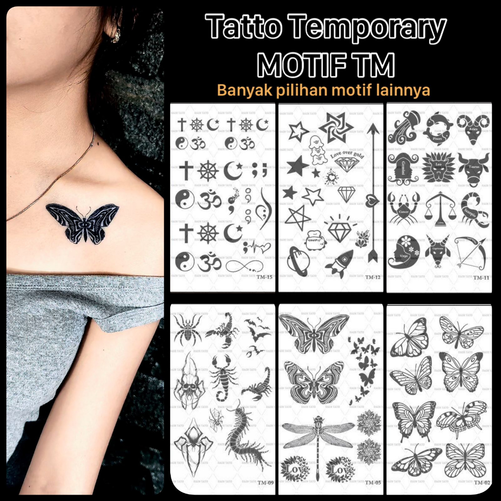 Jual BERTATO-Stiker tato temporer semi permanen Motif TM / Tato ...