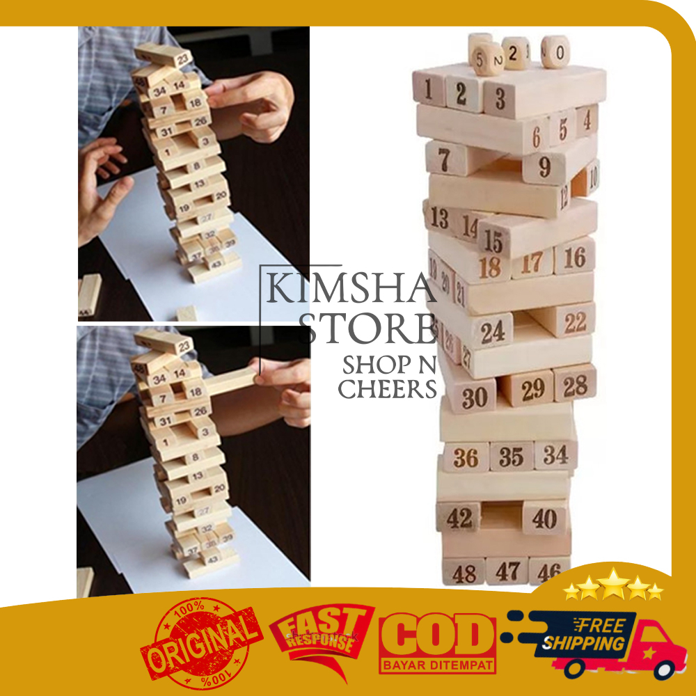 Jual Balok Susun Kayu Besar Uno Stacko Wooden Wiss Toy Angka Board Game ...