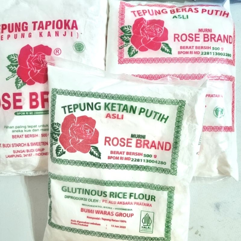 Jual [ 500 gr ] tepung BERAS rosebrand tepung ketan / tepung TAPIOKA ...