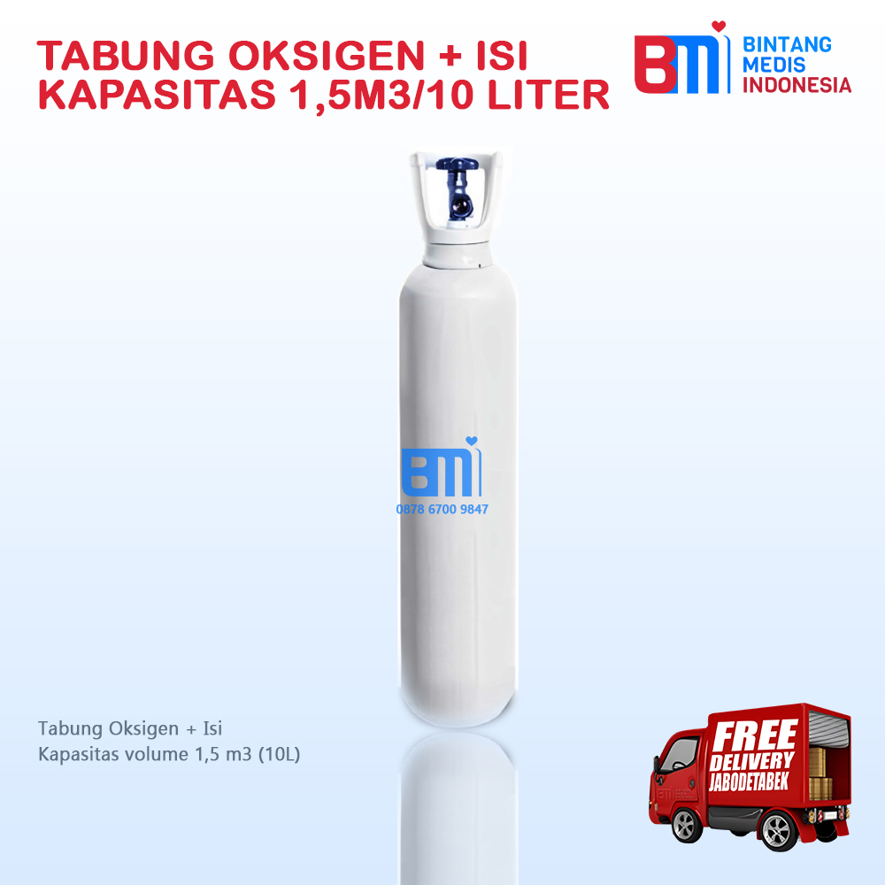 Jual Tabung oksigen + isi kapasitas 1,5 m3 10 L - Volume 1,5 m3 (10 ...