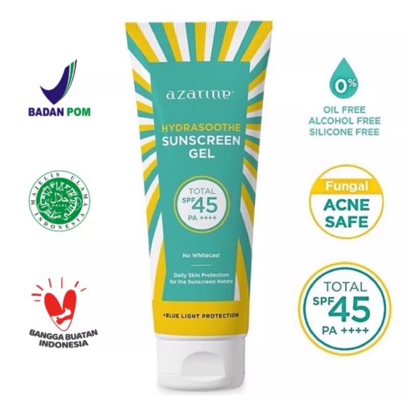 Jual Azarine Hydrasoothe Sunscreen Gel SPF 45 PA ++++ | Shopee Indonesia