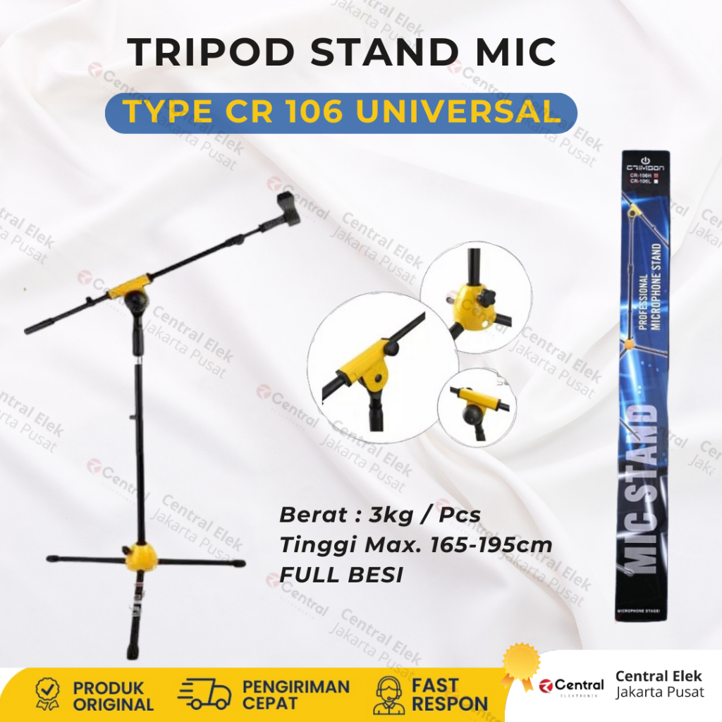Jual stand mic lantai full besi crimson cr106 cr 106 cr-106 (1 pcs ...
