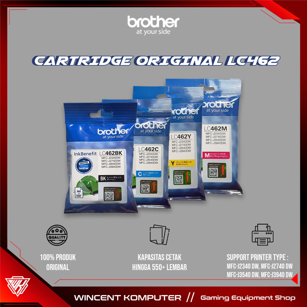 Jual Brother Ink LC-462 BK/C/M/Y for MFC-J3540DW Tinta LC462 Original ...
