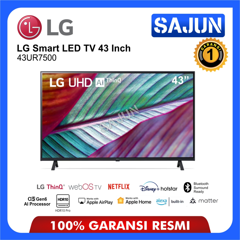 Jual LG 43UR7500PSC Smart TV UHD 4K 43 Inch THINQ AI 43UR7500 ( FREE PACK KAYU ) | Shopee Indonesia