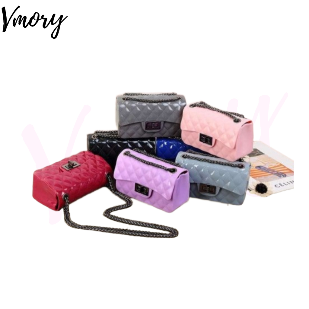 Jual PPT001 Tas Slingbag Jelly Glossy Kecil Rantai Fashion | Shopee ...