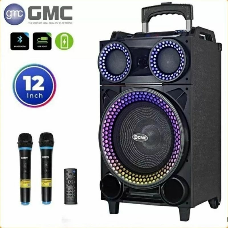 Jual Speaker Portable GMC 12inch 899R + 2 Mic Wireless | Shopee Indonesia
