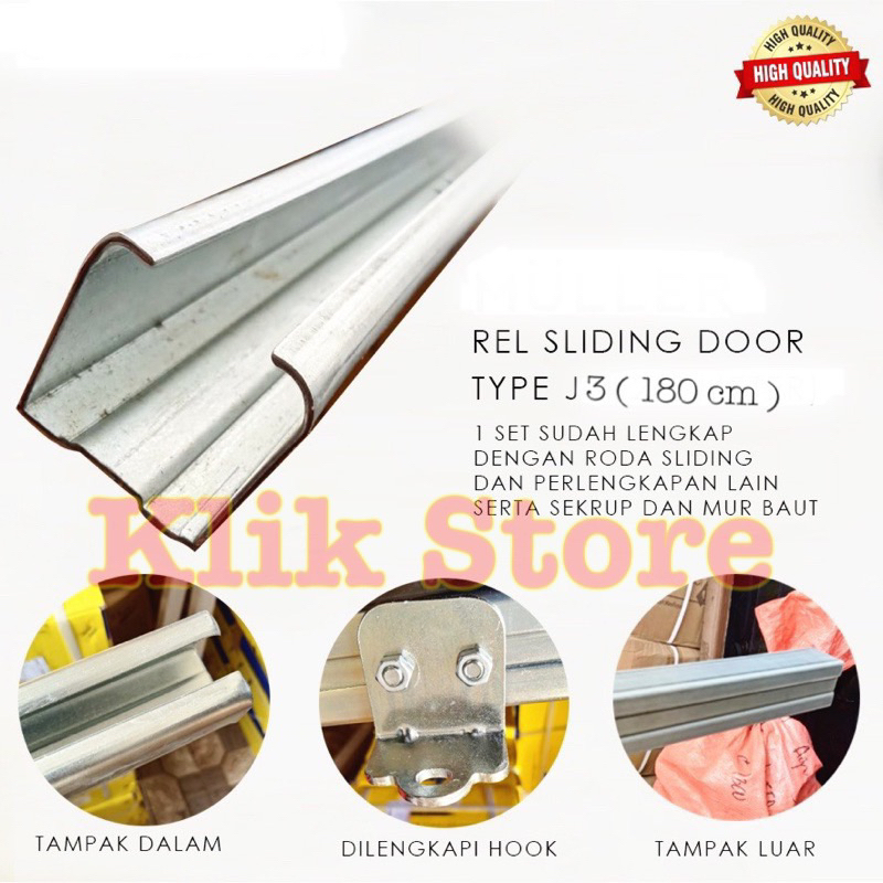 Jual Rel Pintu Geser / Sliding J3 180 cm Untuk Pintu Max 90 cm | Shopee Indonesia